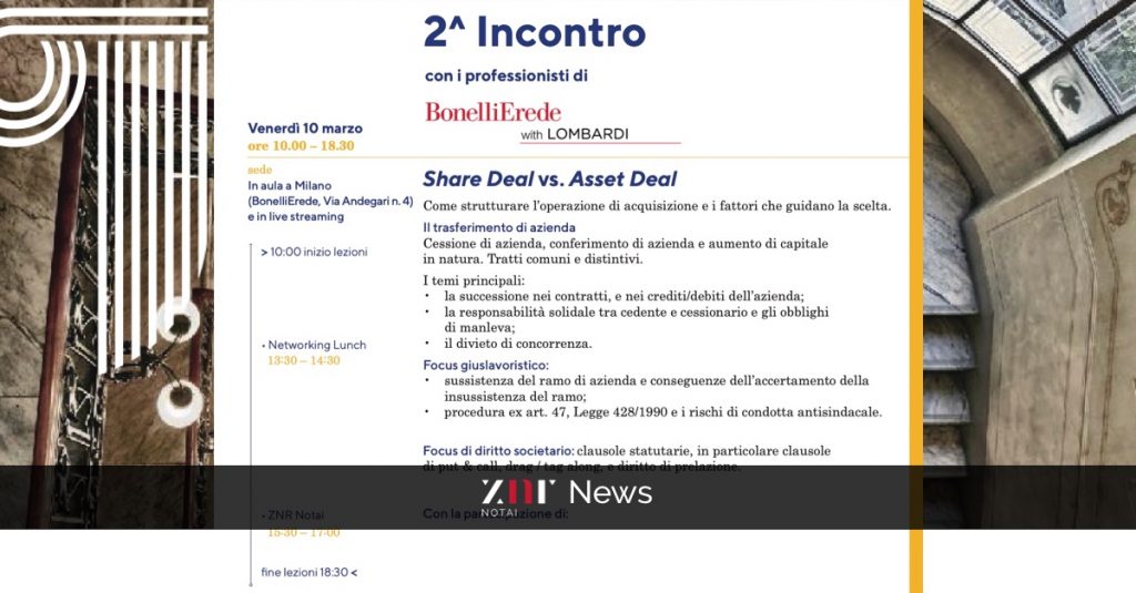 I notai Ferrari e Schneider docenti al MASTER M&A E JV | ZNR notai